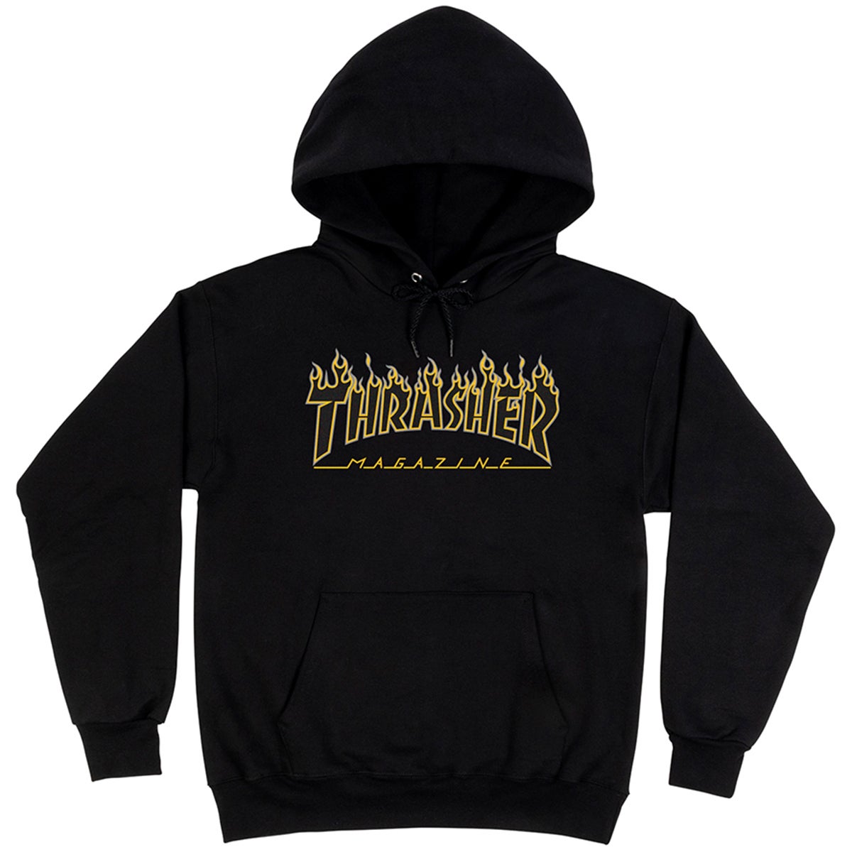 THRASHER Medium Hood - Flame Logo - Black/Yellow – Chalkies Street